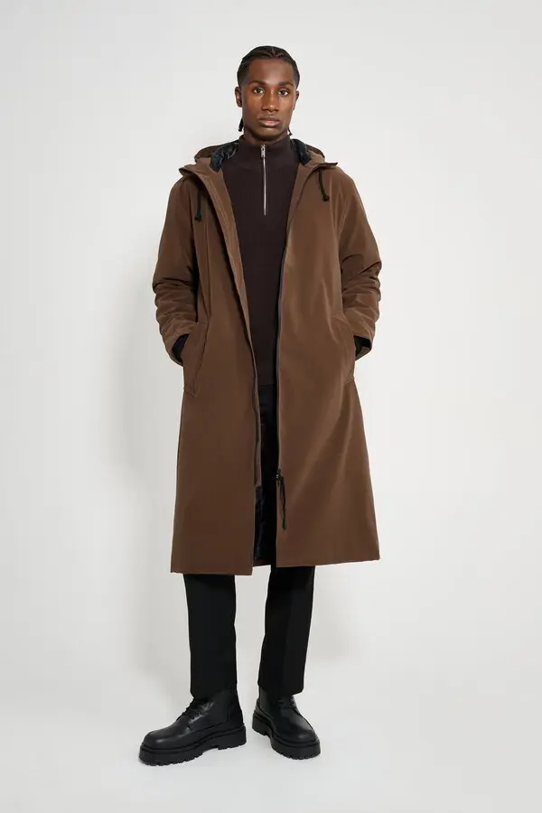 Stutterheim Stockholm Long Matte Winter Coat - Dark Brown