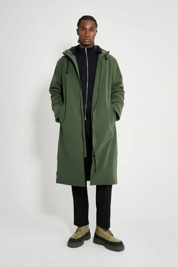 Stutterheim Stockholm Long Matte Winter Coat - Green