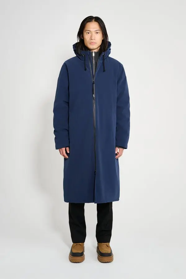 Stutterheim Stockholm Long Matte Winter Coat - Navy