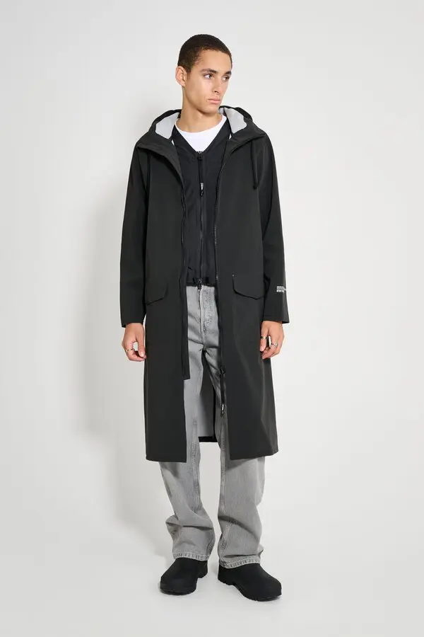 Stutterheim Stockholm Long Patch Raincoat - Black