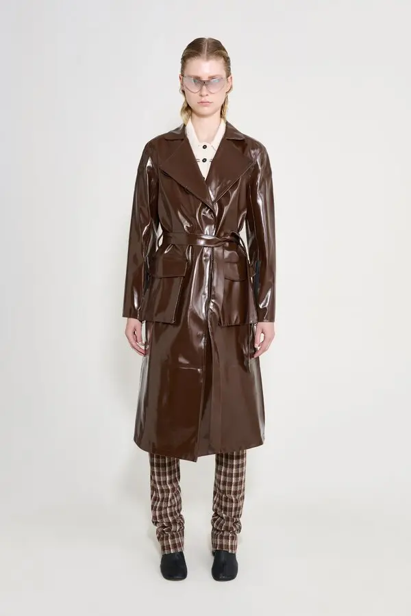 Stutterheim Kista Opal Trench Coat - Dark Brown