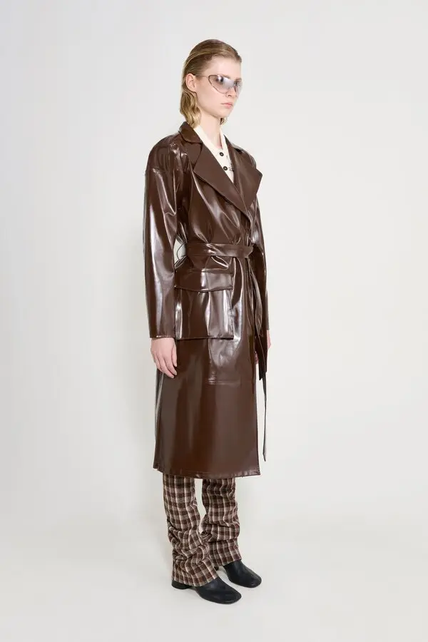Stutterheim Kista Opal Trench Coat - Dark Brown