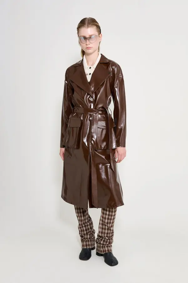 Stutterheim Kista Opal Trench Coat - Dark Brown