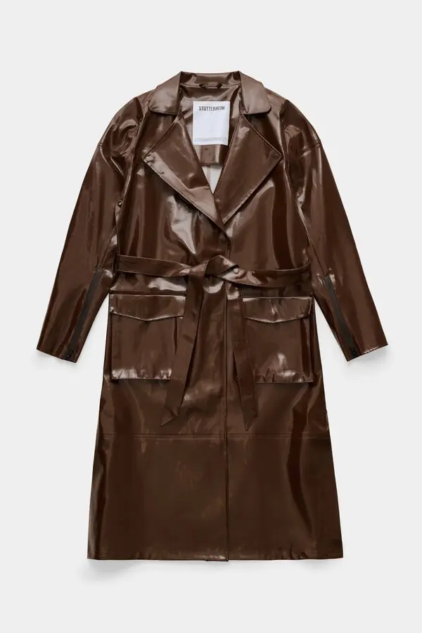 Stutterheim Kista Opal Trench Coat - Dark Brown