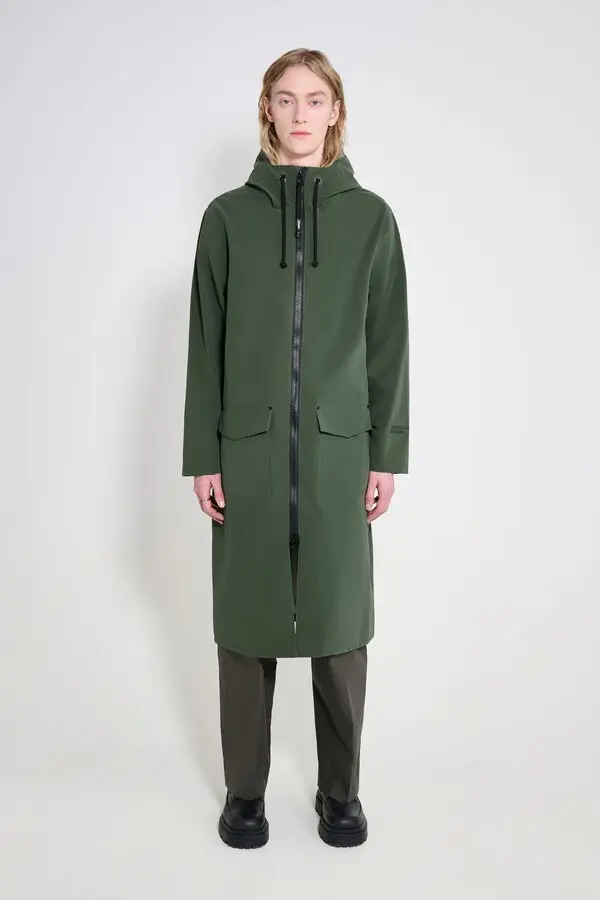 Stutterheim Stockholm Long Patch Raincoat - Green