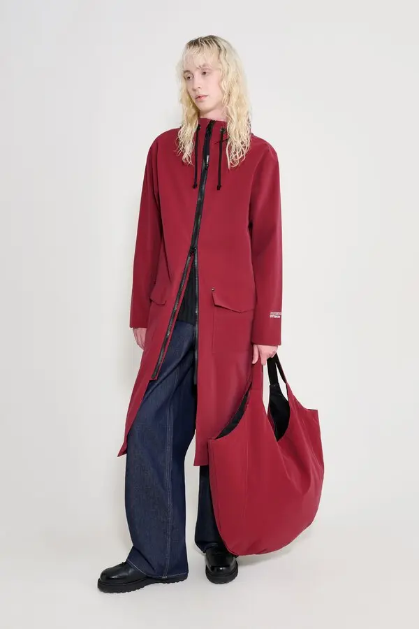 Stutterheim Stockholm Long Patch Raincoat - Burgundy