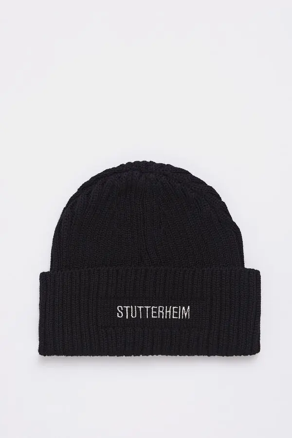Stutterheim Logo Beanie - Black