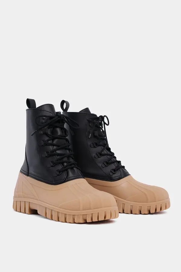 Stutterheim Patrol Boot Leather Black/fudge