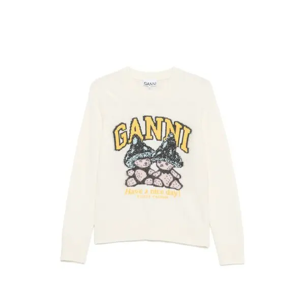 GANNI Neutrals Knitwear Jumpers - Cream