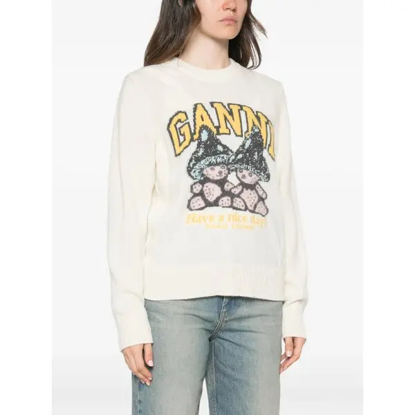 GANNI Neutrals Knitwear Jumpers - Cream