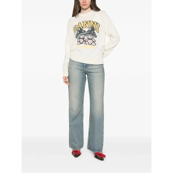 GANNI Neutrals Knitwear Jumpers - Cream