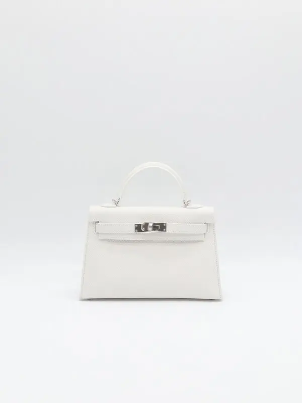 Hermès Mini Kelly Epsom Palladium Hardware - White