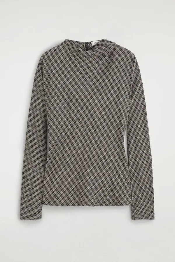 Cos Draped Checked Top