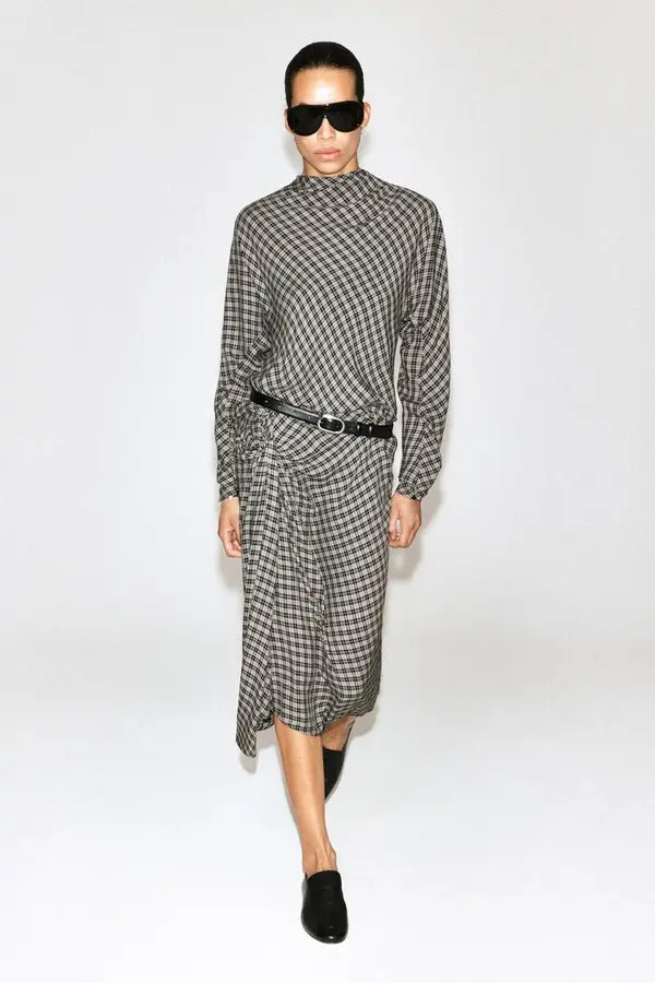 Cos Draped Checked Top