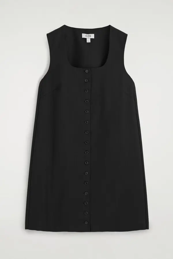 Cos Buttoned Wool-twill Mini Dress