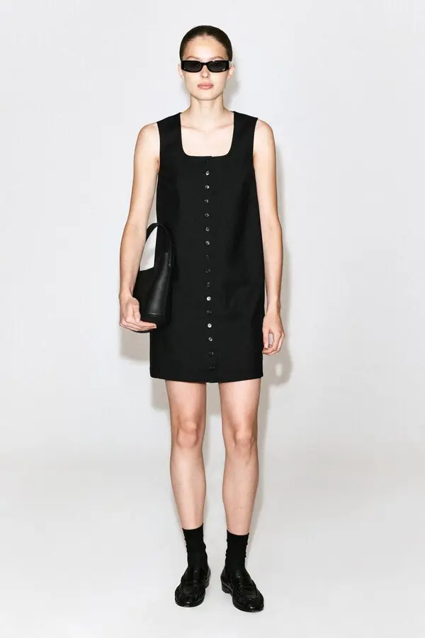 Cos Buttoned Wool-twill Mini Dress