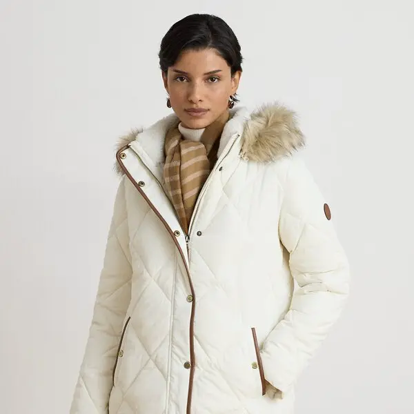 Ralph Lauren Faux-fur-trim Hooded Quilted Coat - Cream