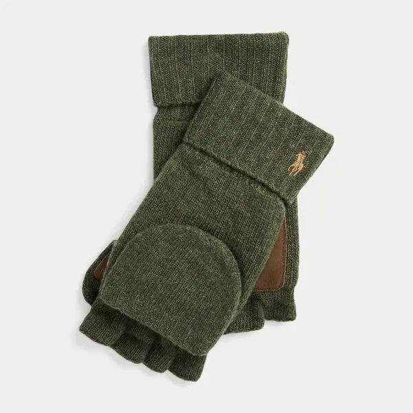 Ralph Lauren Merino-wool-blend Convertible Gloves - Olive