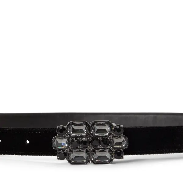 Ralph Lauren Stone-buckle Velvet Skinny Belt