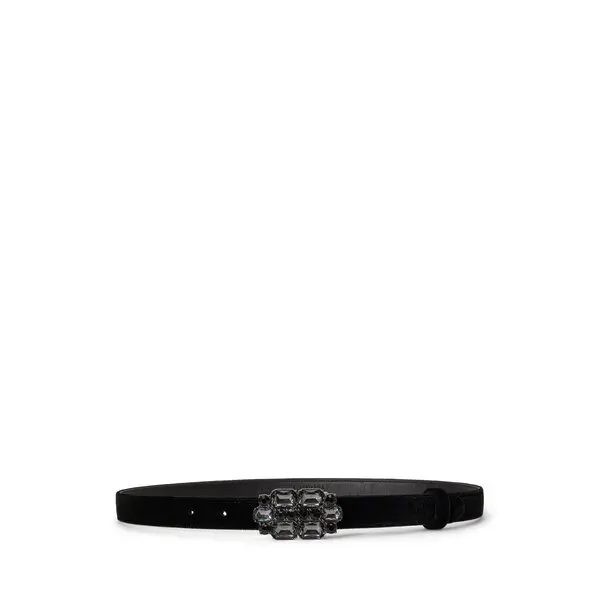 Ralph Lauren Stone-buckle Velvet Skinny Belt