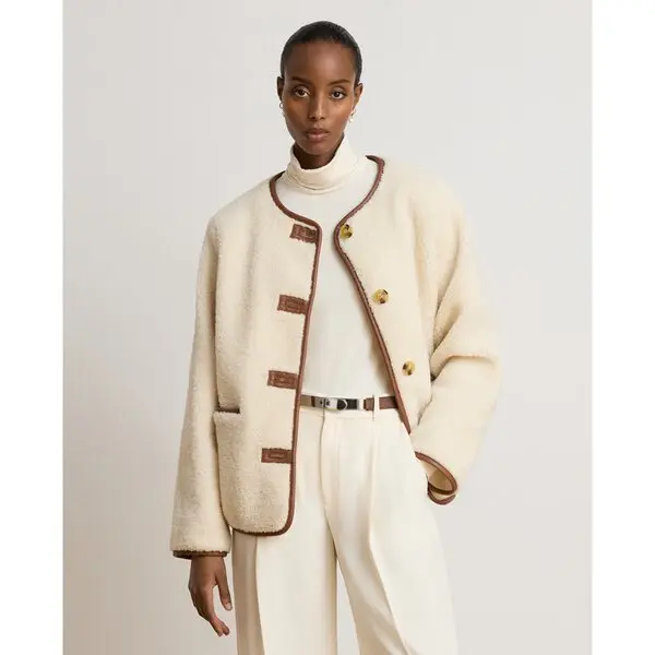 Ralph Lauren Faux-leather-trim Faux-fur Teddy Coat