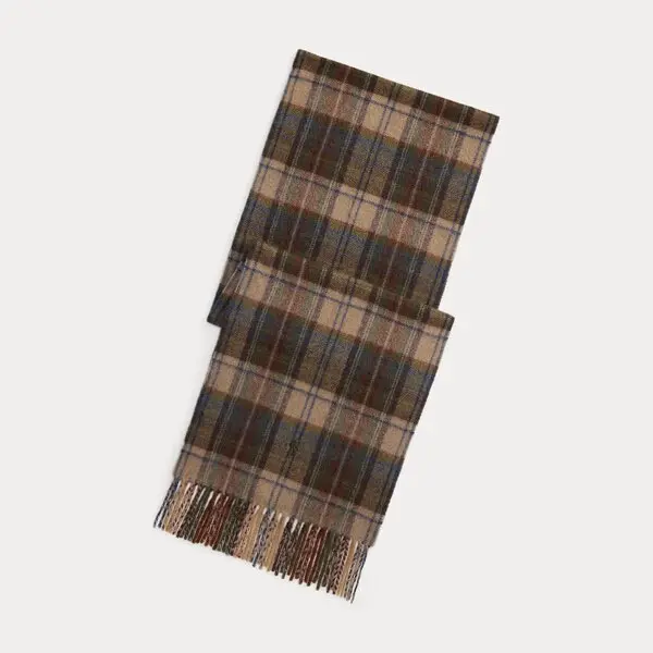Ralph Lauren Plaid Wool-cashmere Scarf - Camel/multi