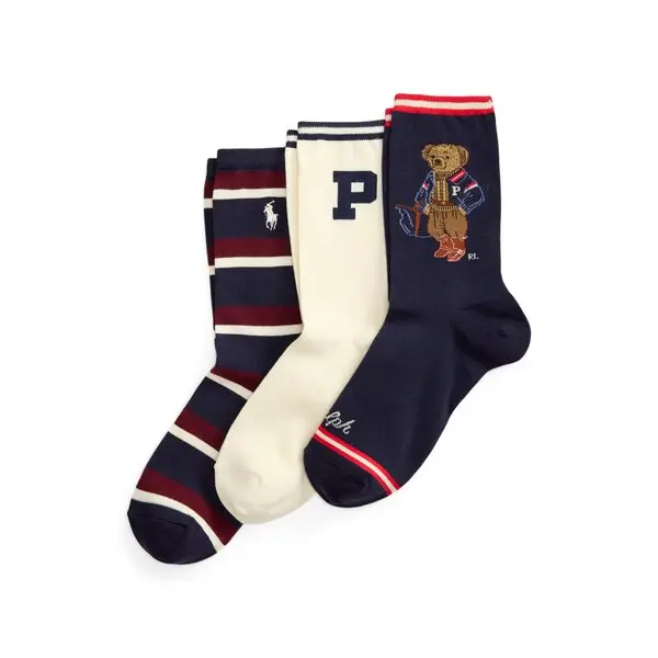 Ralph Lauren Polo Bear Striped Sock 3-pack
