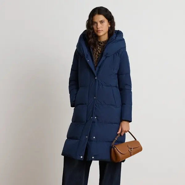 Ralph Lauren Oversize-collar Quilted Down Coat - Navy
