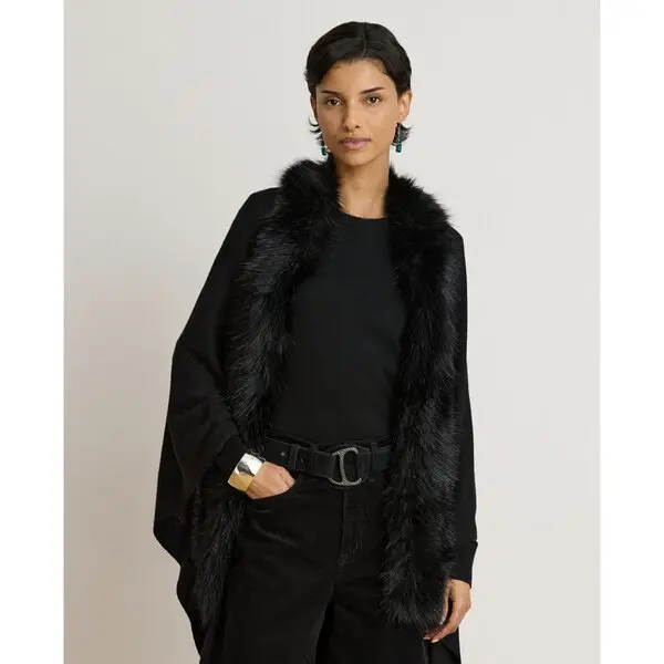 Ralph Lauren Faux-fur-trim Ruana
