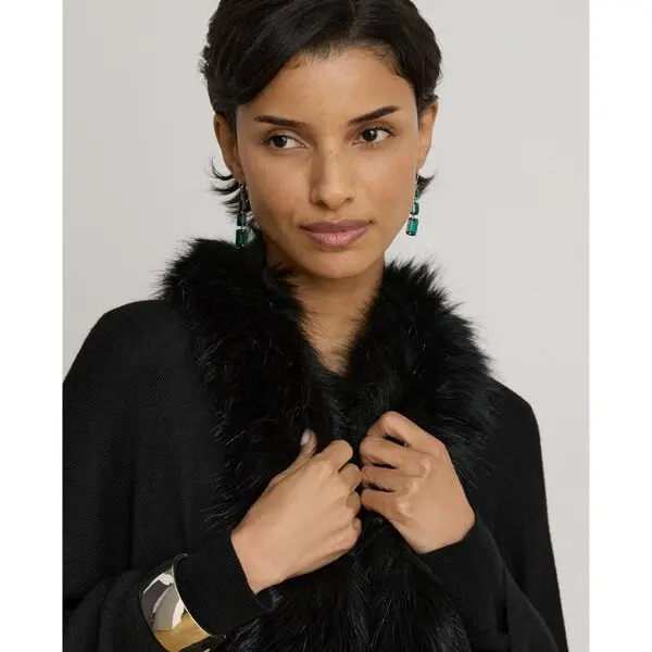 Ralph Lauren Faux-fur-trim Ruana