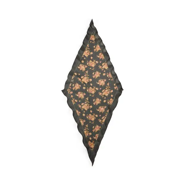 Ralph Lauren Floral Silk Diamond Scarf - Black