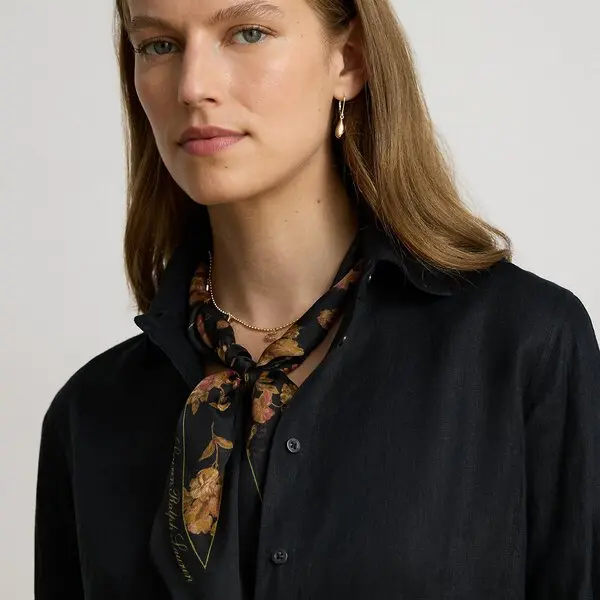 Ralph Lauren Floral Silk Diamond Scarf - Black