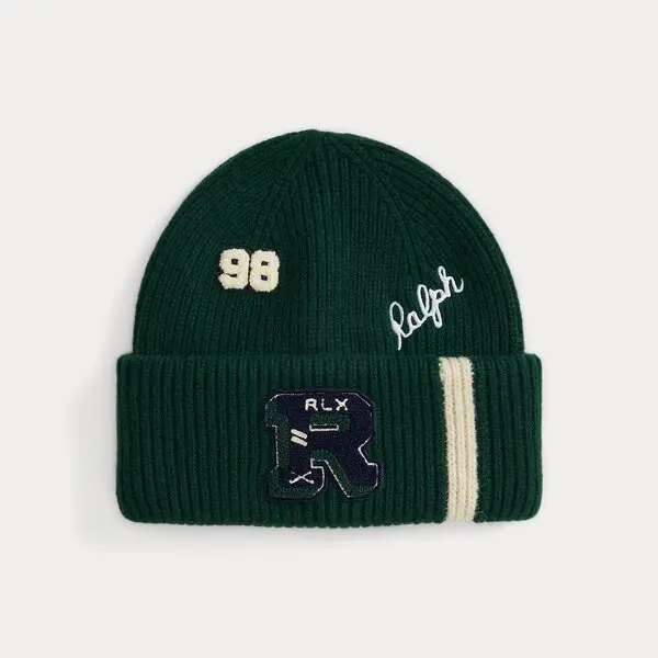 Ralph Lauren Wool-cashmere Letter Beanie - Green