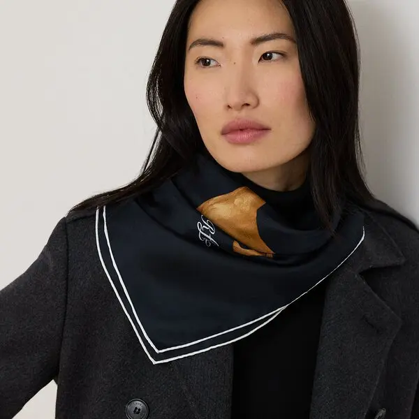 Ralph Lauren Dog Silk Square Scarf - Navy Multi