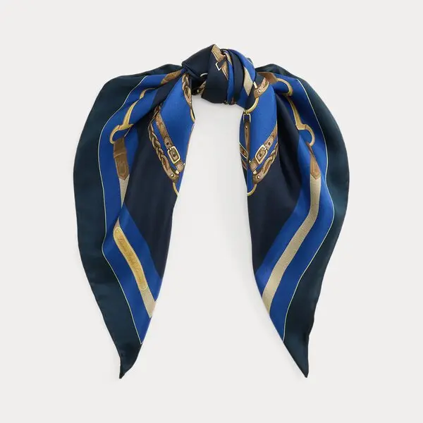 Ralph Lauren Horse & Belting-print Silk Square Scarf