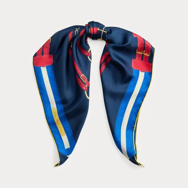 Ralph Lauren Belting-print Silk Square Scarf