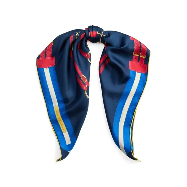 Ralph Lauren Belting-print Silk Square Scarf