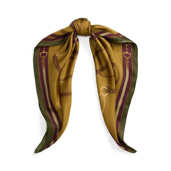 Ralph Lauren Glen Plaid & Belting-print Silk Scarf