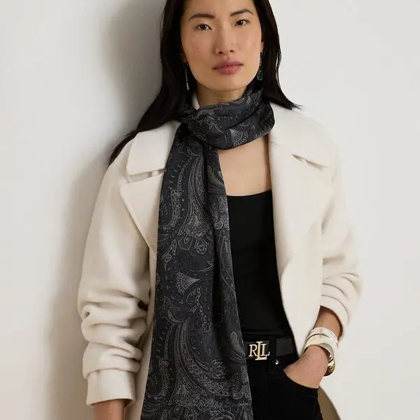 Ralph Lauren Paisley Silk Scarf - Black