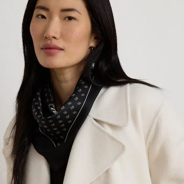 Ralph Lauren Foulard-print Logo Silk Square Scarf - Black