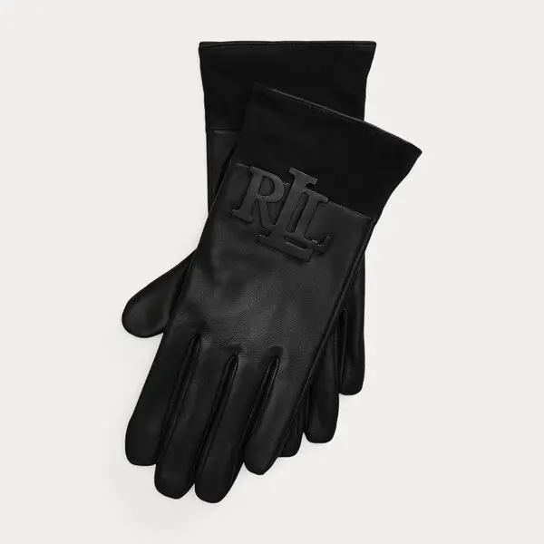 Ralph Lauren Logo-trim Sheepskin Tech Gloves - Black