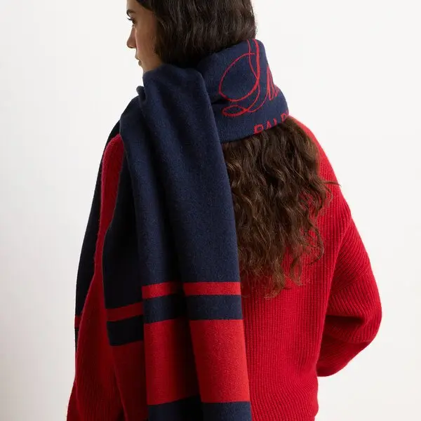 Ralph Lauren Two-tone Crest Jacquard Wrap Scarf - Navy/red