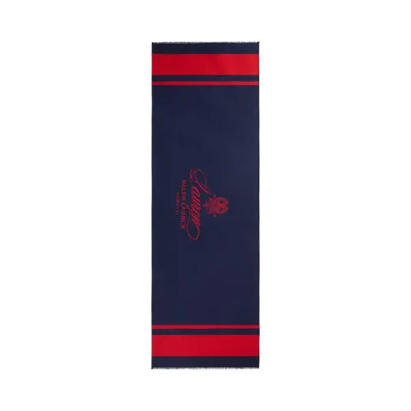 Ralph Lauren Two-tone Crest Jacquard Wrap Scarf - Navy/red