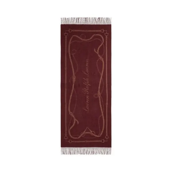 Ralph Lauren Fringe-trim Belting-motif Blanket Scarf - Garnet Multi