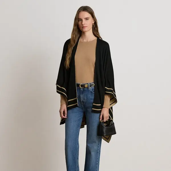 Ralph Lauren Two-tone Ruana - Black/camel