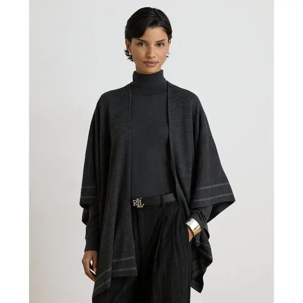 Ralph Lauren Two-tone Ruana - Charcoal/grey