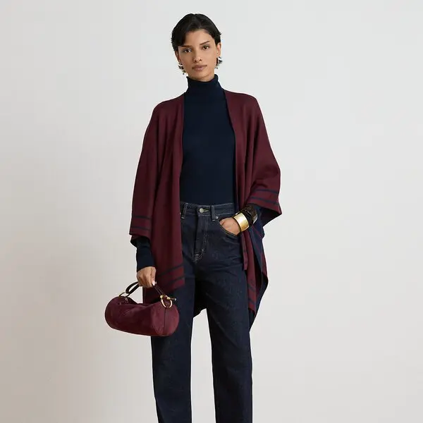 Ralph Lauren Two-tone Ruana - Garnet/navy
