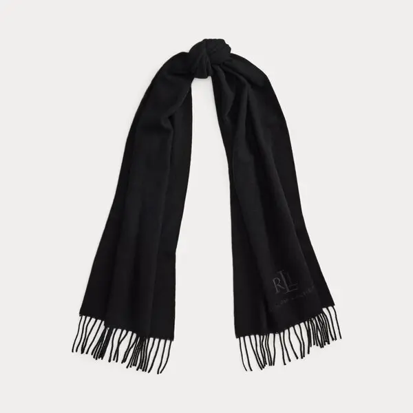 Ralph Lauren Wool-cashmere Herringbone Scarf - Black/black