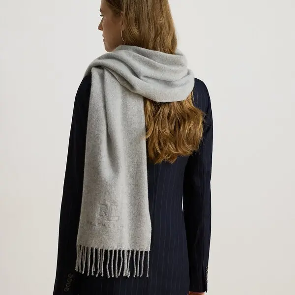 Ralph Lauren Wool-cashmere Herringbone Scarf - Light Grey Heather