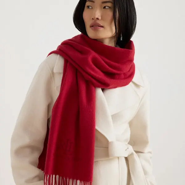 Ralph Lauren Wool-cashmere Herringbone Scarf - Ralph Red